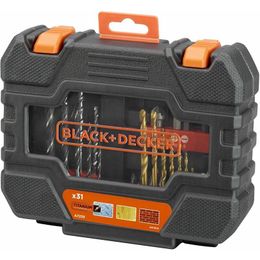 Black & Decker Black&decker - A7233 -xj - Spiel mit 31 Teilen zum Schrauben und Bohren in einer einfachen Transportkasse. Titanio Broks