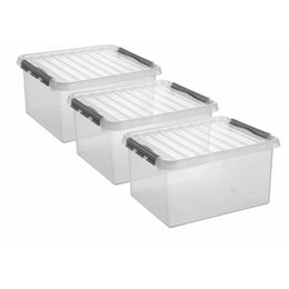 Sunware 3 Stück Aufbewahrungsbox Q-Line 62L transparent mit Deckel Kunststoffbox 3er Set