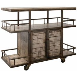 Massivmöbel24 Servierwagen Mango117x46x94 braun lackiert HEAVY INDUSTRY 267 - braun