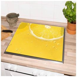 K&L WALL ART Hygienische Arbeitsplatte Küche Herdabdeckplatte Glasabdeckplatte Gelb (60x52cm) - Lemon Gelb