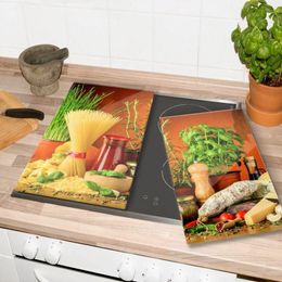 K&L WALL ART K&l Wall Art - 2er Set Italienisch Kochen Herdabdeckplatte je 30x52cm Servierplatte