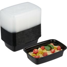 Meal Prep Boxen, 24er Set, 1 Fach, mikrowellengeeignet, wiederverwendbar, Kunststoff Essensbehälter, schwarz - Relaxdays