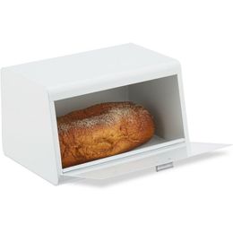 Brotkasten aus Edelstahl, Brot Aufbewahrungsbox, hbt: 20,5 x 34,5 x 23,5 cm, Brotaufbewahrung, Metall, weiß - Relaxdays