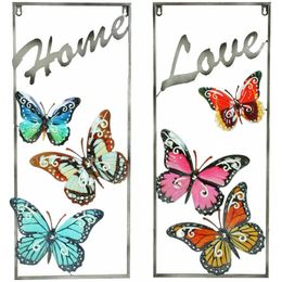 etc-shop - Deko Schmetterlinge Eisen Draußen Wanddeko Garten Aussen Gartendeko Metall für Außen, Home/Love Schriftzug, BxH 29,5 x 69,5 cm, 2er Set