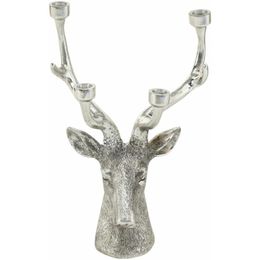 etc-shop - Kerzen Leuchter Halter Ständer Hirsch Design Geweih Wohn Zimmer Deko silber