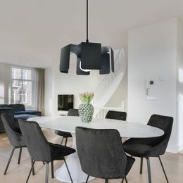etc-shop Schwarze Pendelleuchte Wohnzimmerlampe hängend modern Pendelleuchte schwarz rund, Stahl schwarz, 1x E27 Fassung, DxH 25x110 cm