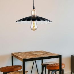 etc-shop - Hängelampe Klassisch Design Hängeleuchte Retro Wohnzimmerlampe hängend mit rundem Schirm, Metall schwarz weiß, 1x E27, DxH 35x7 cm
