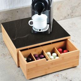 Kesper - Kaffeekapsel-Aufbewahrungsbox Box mit Schublade und Schneidebrett Bambus 2-in-1