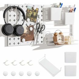 Costway - Werkzeugwand, 61 x 30cm Lochwand mit 2 Aufbewahrungsbehälter, 1 Lagergestell, 5 Magneten & 4 Haken, Stecktafel zur Wandmontage bis 30 kg