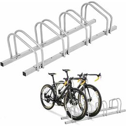 Costway - Fahrradstaender Standparker Bodenstaender Aufstellstaender mit 5 Fahrrad Stellplaetze, Mehrfachstaender Stahl für Garage und Garten Silber