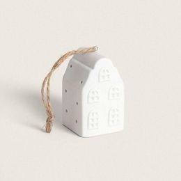LEDKIA LED-Weihnachtshaus aus Keramik mit Batterie Zedna Warmweiß Weiß