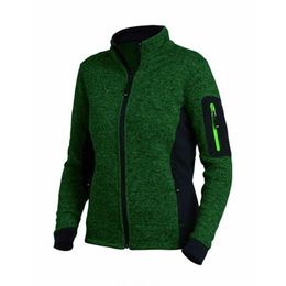 FHB - marieke Strick-Fleece-Jacke Damen, grün-schwarz, Gr. l - grün/schwarz