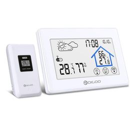 Maerex - Wetterstation mit LCD-Sensor Wettervorhersage Wireless Indoor Outdoor Wecker Thermometer Digitales Hygrometer Temperatur und Luftfeuchtigkeit