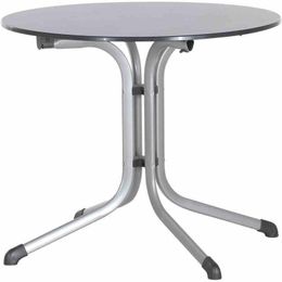 SIEGER - 3135-50 Boulevard-Klapptisch vivodur, ø 85 cm graphit Stahlgestell graphit / vivodur-Tischplatte Schieferoptik anthrazit