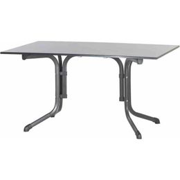 SIEGER - 3170-55 Boulevard-Klapptisch vivodur, 140x90 cm, eisengrau Stahlgestell eisengrau / vivodur-Tischplatte Schieferoptik anthrazit