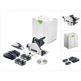 Tsc 55 KEB-Basic Akku Tauchsäge 18 v / 36 v ( 2x 18 v ) 160 mm Brushless + 2x Akku 4,0 Ah + Doppelladegerät + Systainer - FESTOOL