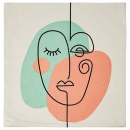 my home Kissenhülle mit abstrakter Gesicht-Stickerei