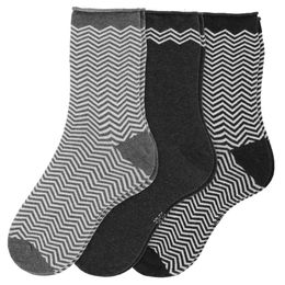 Gina Benotti 3 Paar Damen Socken mit Zick-Zack-Muster