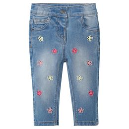 Topomini Baby Jeans mit bunter Blumen-Stickerei