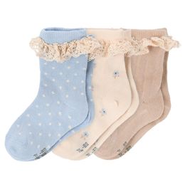 Topomini 3 Paar Baby Socken mit Spitzenrüsche