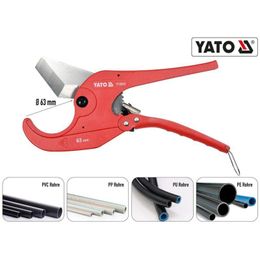 Yato Pvc Rohrschneider 63 mm Kunststoffrohrschneider verbesserte Klinge für hohe Beanspruchung Kunststoff-Rohrschneider zum Schneiden von PVC-Rohr,
