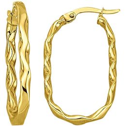 Firetti Paar Creolen Schmuck Geschenk Gold 375 Ohrschmuck Ohrringe Struktur, gelb|goldfarben