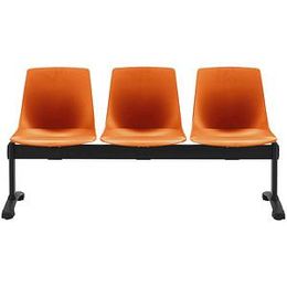 Bisley 3-Sitzer Traversenbank BLOOM orange schwarz Kunststoff