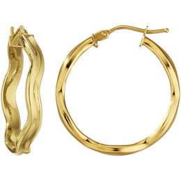 Firetti Paar Creolen Schmuck Geschenk Gold 375 Ohrschmuck Ohrringe Welle, gelb|goldfarben