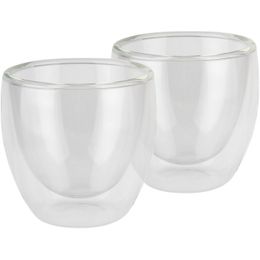 APS Espressoglas TWINZ, Borosilikatglas, Ø 6 cm, H: 6,5 cm, 80 ml, 2-teilig, weiß