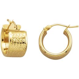 Firetti Paar Creolen Schmuck Geschenk Gold 375 Ohrschmuck Ohrringe Struktur, gelb|goldfarben