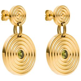 PURELEI Paar Ohrstecker Schmuck Geschenk Artistic Ohrringe, 23251, mit Glasstein, gelb|goldfarben|grün