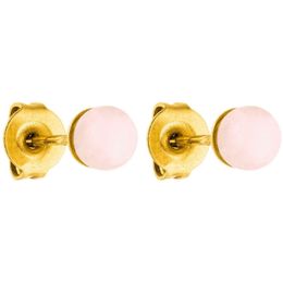 PURELEI Paar Ohrstecker Schmuck Geschenk Rose Quartz Ohrringe, 23381, mit Rosenquarz, gelb|goldfarben|rosa