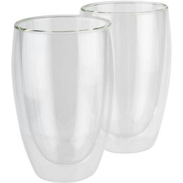 APS Latte-Macchiato-Glas TWINZ, Borosilikatglas, Ø 8,5 cm, H: 14 cm, 380 ml, 2-teilig, weiß