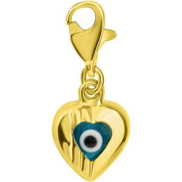 Firetti Charm-Einhänger Schmuck Geschenk Gold 333 Anhänger Charms Herz Magisches Auge, mit Glasstein, blau|gelb|goldfarben|schwarz|weiß