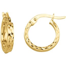 Firetti Paar Creolen Schmuck Geschenk Gold 375 Ohrschmuck Ohrringe Struktur, gelb|goldfarben