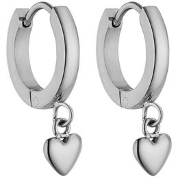 PURELEI Paar Creolen Schmuck Geschenk Lovely Heart Herz Ohrringe, 2203, silberfarben