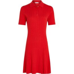 Tommy Hilfiger Polokleid CABLE F&F POLO SS SWT DRESS mit Mini-Zopfmuster, rot