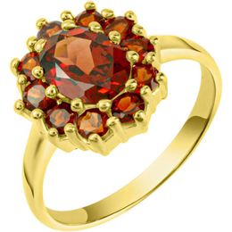 Firetti Silberring Schmuck Geschenk Silber 925 Fingerring Damenring Entourage Blume, mit Granat, gelb|goldfarben|rot