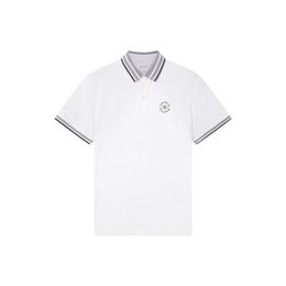 Tom Tailor Herren Basic Poloshirt, weiß, Logo Print, Gr. XXXL