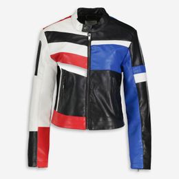 TK Maxx Mehrfarbige Bikerjacke aus Kunstleder