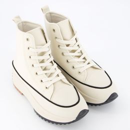 TK Maxx Cremefarbene High Top Sneaker aus Canvas