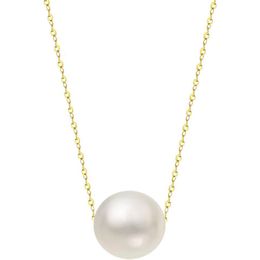Firetti Kette mit Anhänger Schmuck Geschenk Gold 375 Halsschmuck Halskette schwebende Perle, mit Süßwasserzuchtperle, gelb|goldfarben|weiß