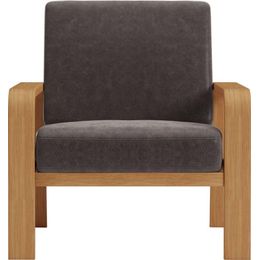 Sit & More sit&more Sessel Kolding, Armlehnen aus eichefarbigem Buchenholz, verschiedene Bezüge und Farben, grau