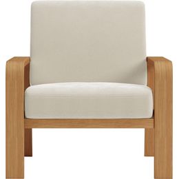 Sit & More sit&more Sessel Kolding, Armlehnen aus eichefarbigem Buchenholz, verschiedene Bezüge und Farben, beige