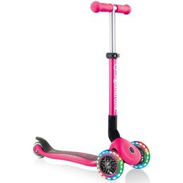 Globber Dreiradscooter JUNIOR FOLDABLE LIGHTS, mit Leuchtrollen, rosa