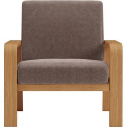 Sit & More sit&more Sessel Kolding, Armlehnen aus eichefarbigem Buchenholz, verschiedene Bezüge und Farben, braun