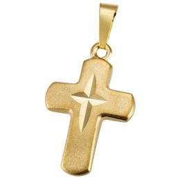 Firetti Kreuzanhänger Schmuck Geschenk Gold 375 Halsschmuck Anhänger Halskette Kreuz, gelb|goldfarben