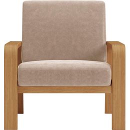 Sit & More sit&more Sessel Kolding, Armlehnen aus eichefarbigem Buchenholz, verschiedene Bezüge und Farben, beige