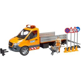 Bruder® Spielzeug-Transporter MB Sprinter Kommunal mit Fahrer Licht & Sound (02677), Mit Licht und Sound; Made in Europe, grau|orange