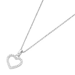 Herzkette Luigi Merano "Anhänger Herz mit Brillanten, Gold 585" Halsketten Gr. 45 cm, Weißgold 585, silberfarben (silber) Damen Herzketten